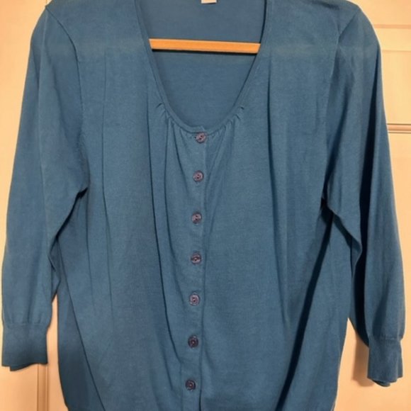Dress Barn | Sweaters | Dress Barn Blue Button Up Sweater With 34 ...